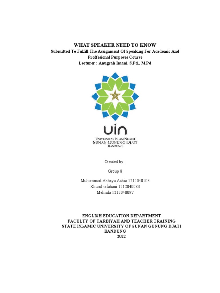 What Speaker Need To Know Paper | PDF | Stress (Linguistics) | Vocabulary