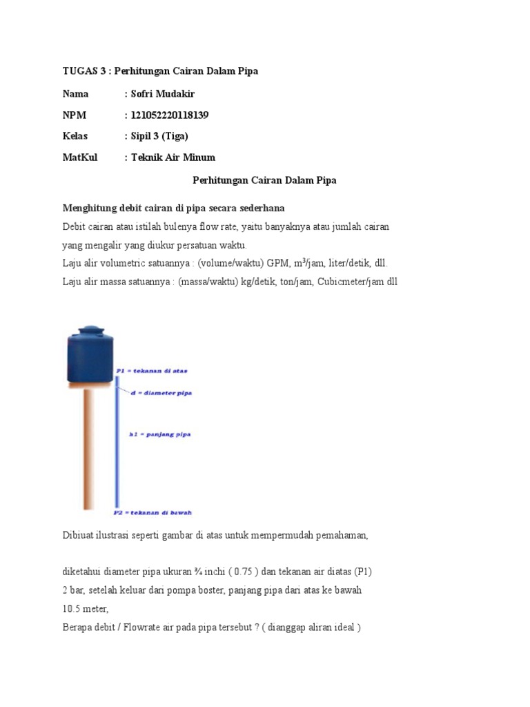 Perhitungan Cairan Dalam Pipa | PDF