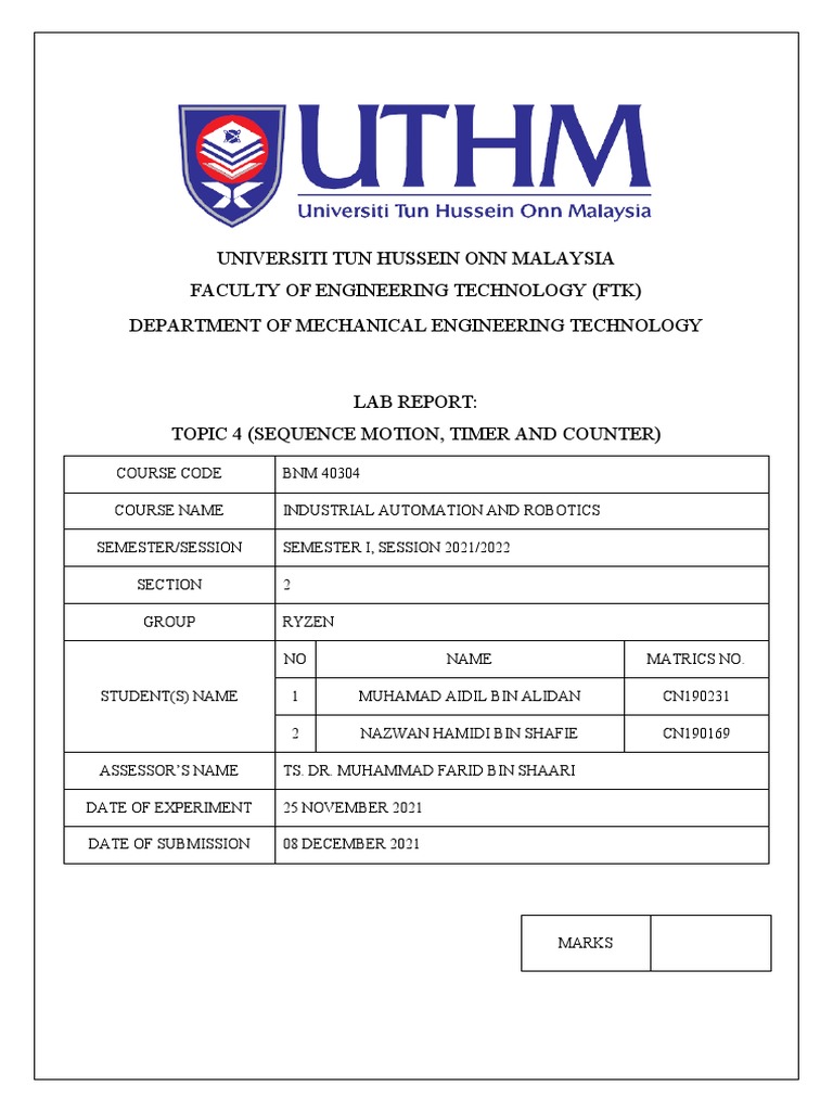 Sequence Motion, Timer and Counter | PDF