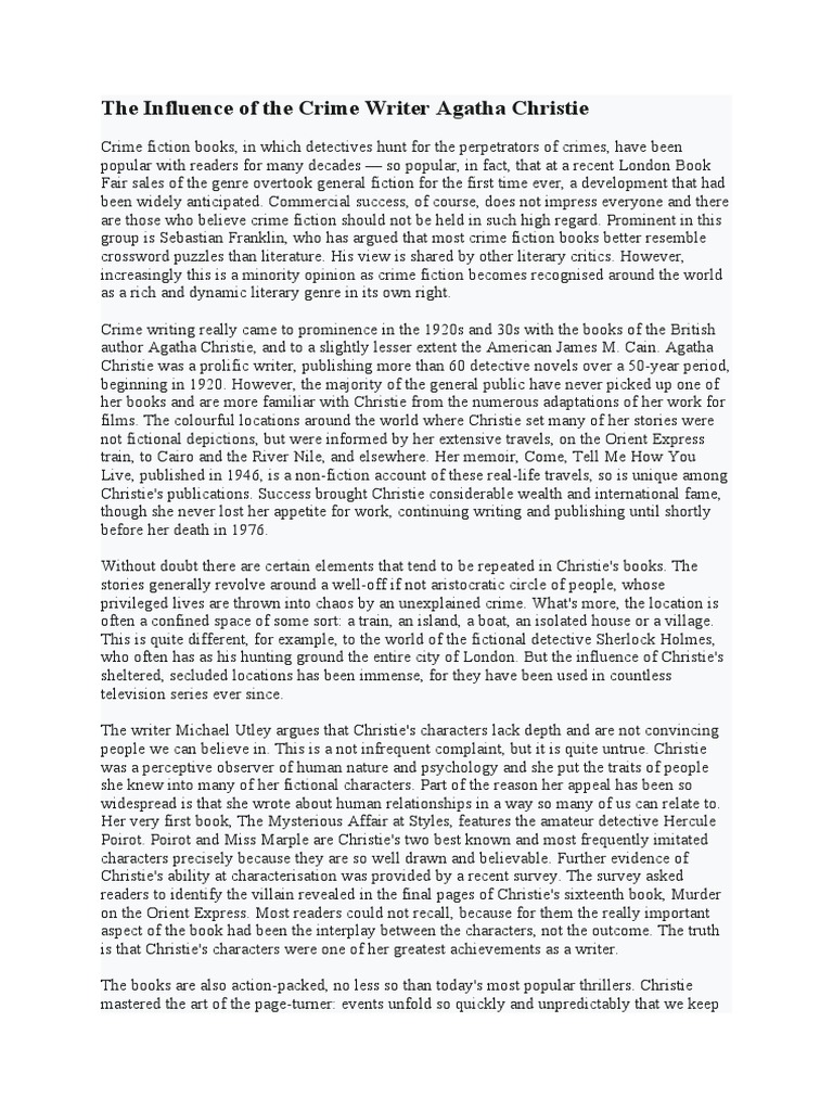 3.the Influence of The Crime Writer Agatha Christie | Download Free PDF | Agatha Christie ...