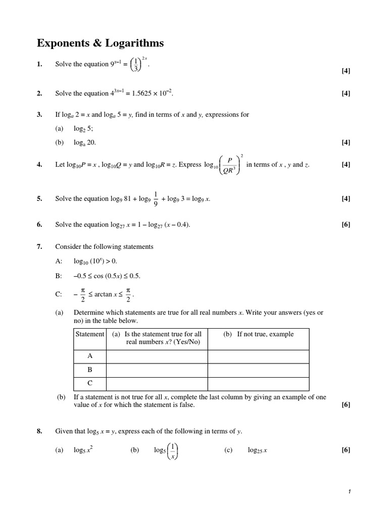 1.2 Exponents & Logarithms | PDF | Mathematics | Numbers
