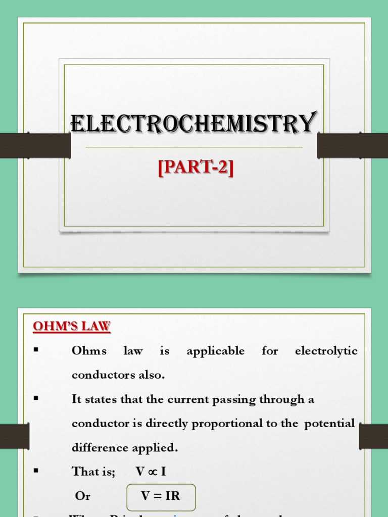 PART-2 Electrochemistry | PDF | Physics | Chemistry