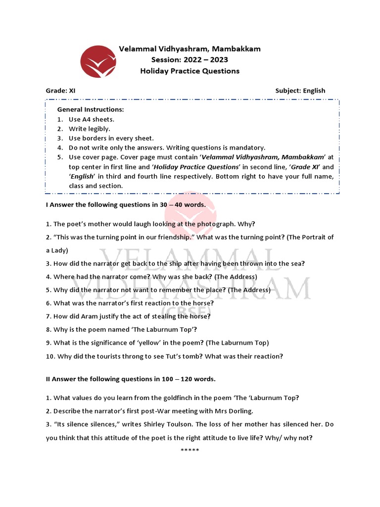 Holiday Practice Questions | PDF