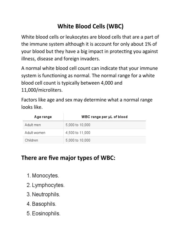 White Blood Cells | PDF | White Blood Cell | Blood