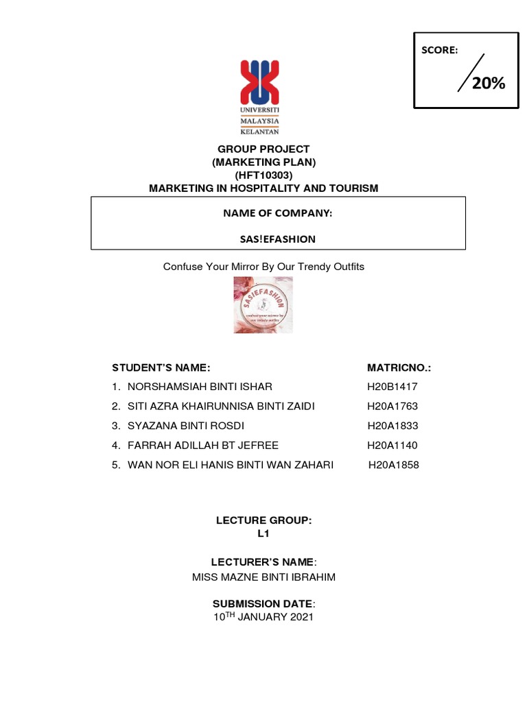 (Group Project - Marketing Plan) Group 10 | PDF | Fashion | Marketing