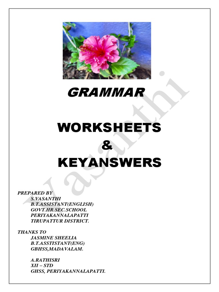 Grammar Worksheets Vasu | PDF