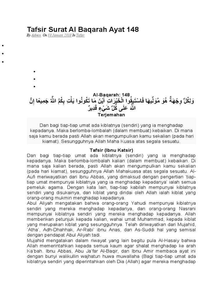 Tafsir Surat Al Baqarah Ayat 148 | PDF