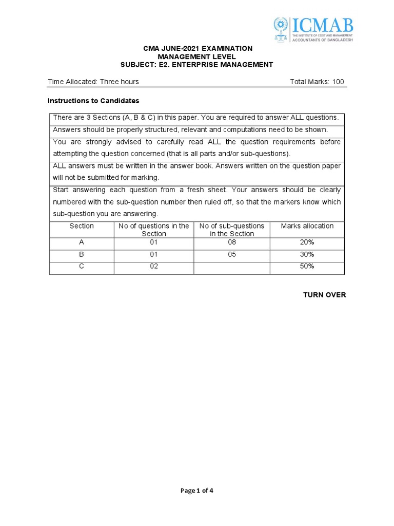 E2.ENMM - .L Question CMA June 2021 Exam. | PDF | Databases | Monopoly