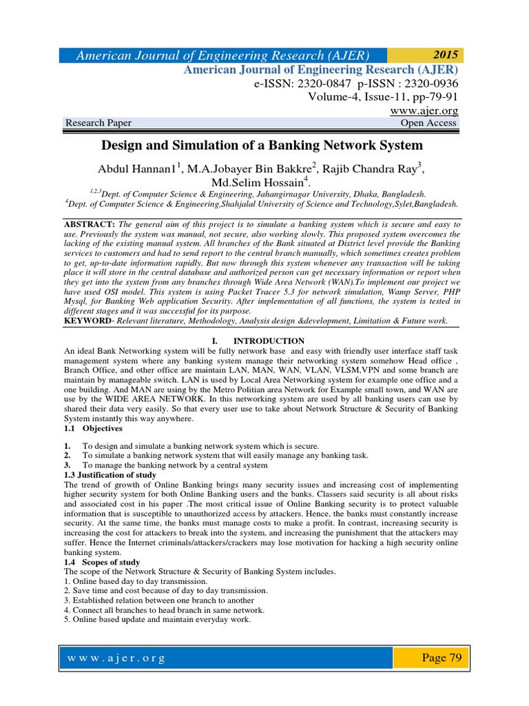 Design and Simulation of A Banking Netwo | PDF | Computer Network | Osi Model