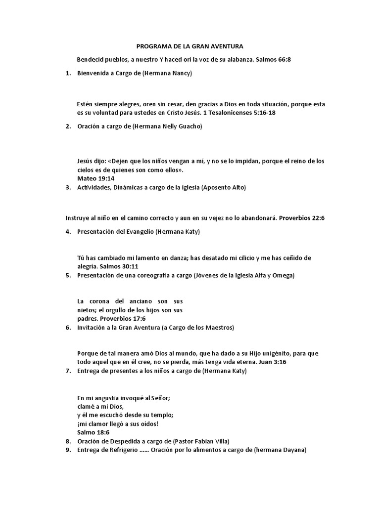 Programa de La Gran Aventura | PDF