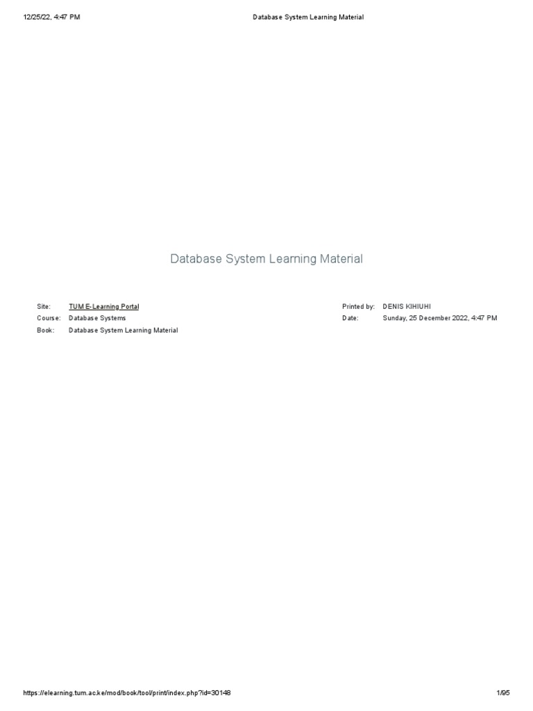 Database System Learning Material | PDF | Databases | Relational Database Database System Learning Material | PDF | Databases | Relational Database