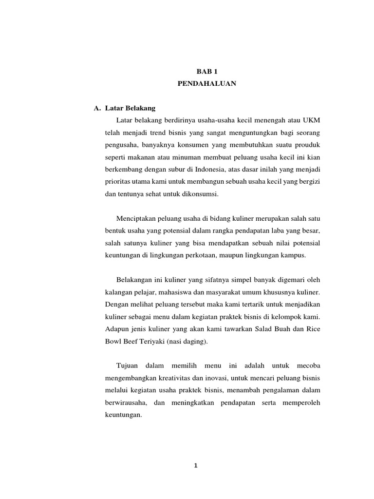 Proposal Usaha Kuliner "Food Bowl.08" | PDF