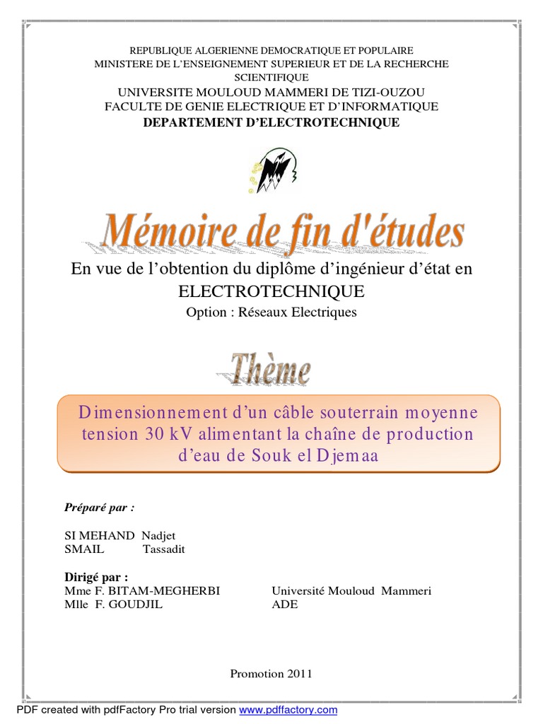 Dimensionnement Câble Souterrain HTA | PDF | Réseau électrique ...