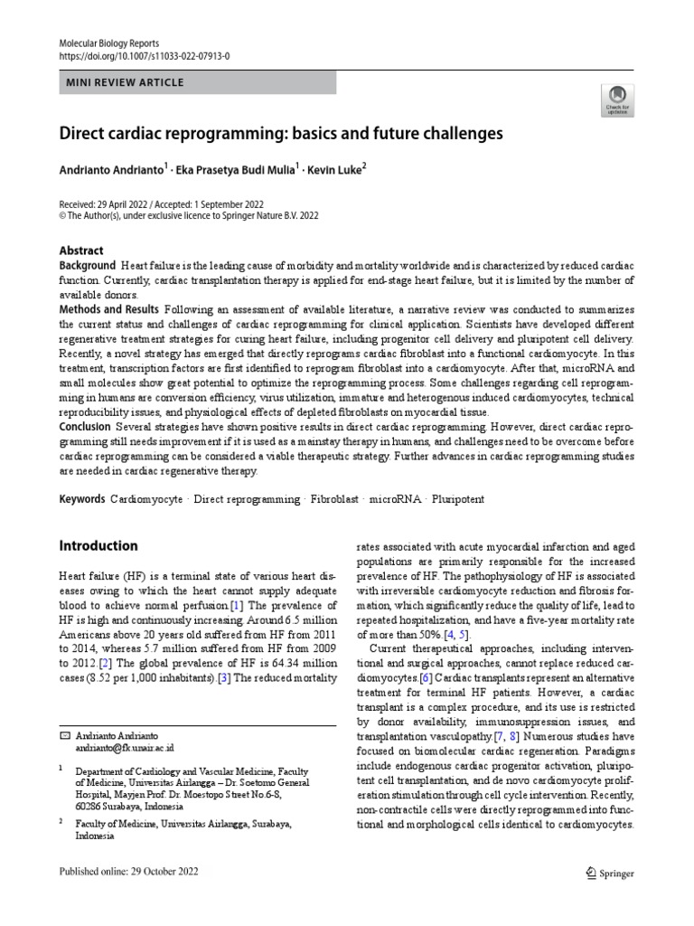 Direct Cardiac Reprogramming: Basics and Future Challenges: Andrianto ...