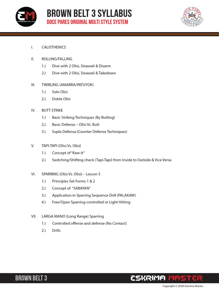 EskrimaMaster Brown Belt 3 Summary | PDF | Hobbies | Combat