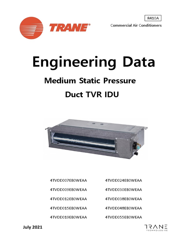 R410A Commercial Air Conditioners Engineering Data Medium Static ...