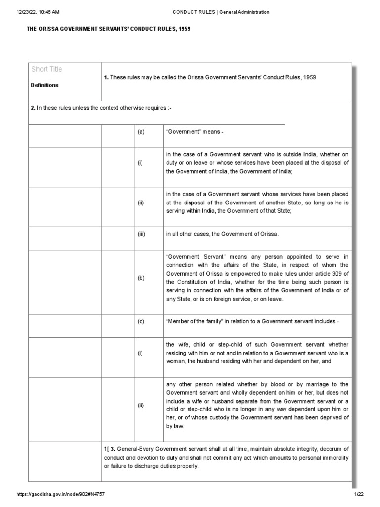 Orissa Government Servants' Conduct Rules | PDF | Sexual Harassment ...