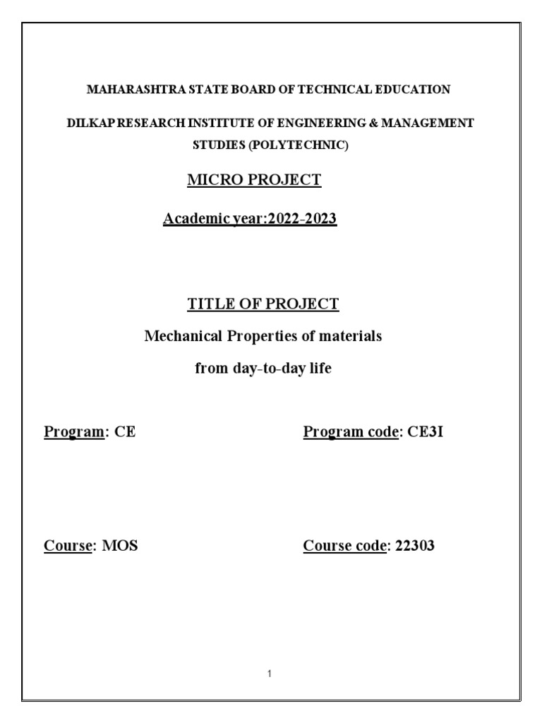 AbhayTare MOS MICRO-PROJECT | PDF | Strength Of Materials | Deformation ...