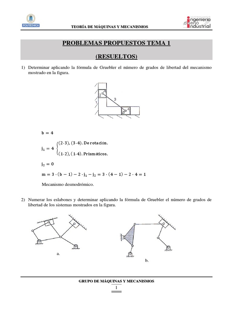 Problemas Propuestos Tema 1 Libro TMM (2 Ed) (Resueltos) | PDF | Engranaje | Rotación