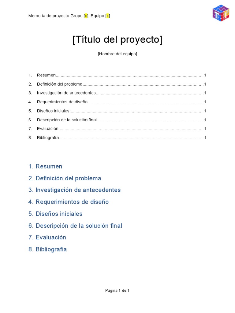 Template Memoria de Proyecto | PDF