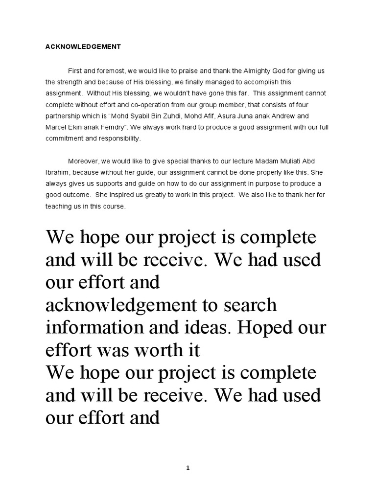 Acknowledgement | PDF | Sole Proprietorship | Financial Transaction