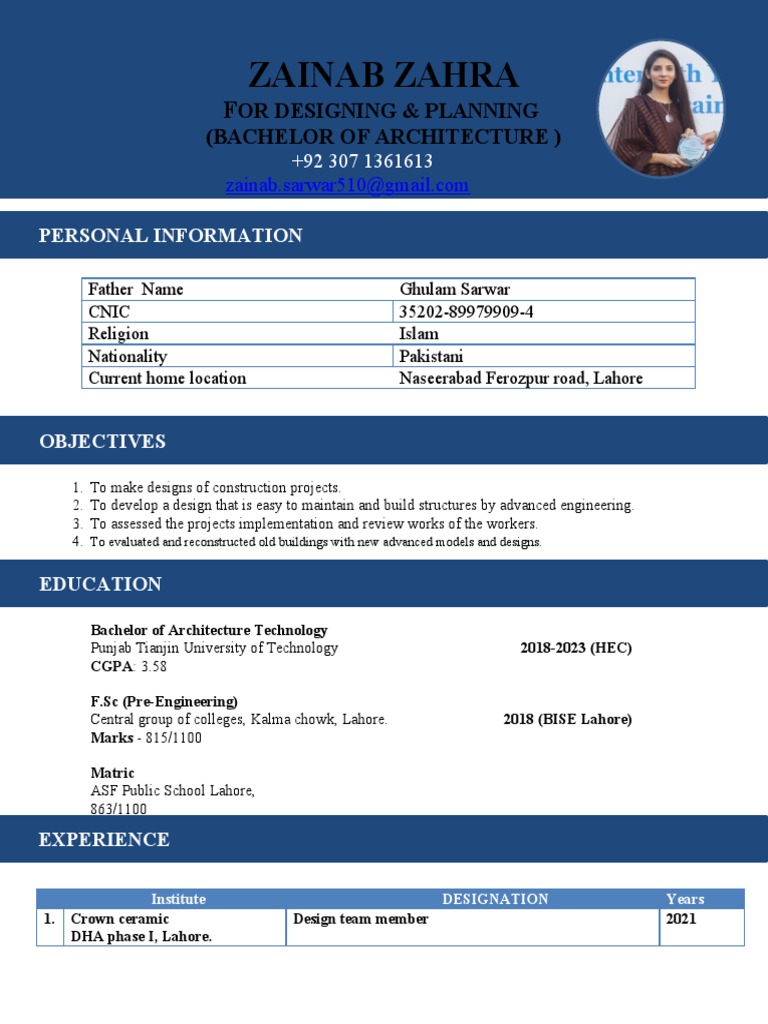 Curriculum Vitae Zainab Zahra | PDF | 3 D Computer Graphics | Computing
