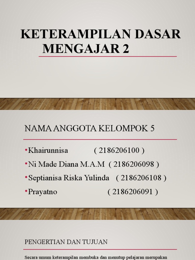 Keterampilan Dasar Mengajar 2 PPT-1 | PDF