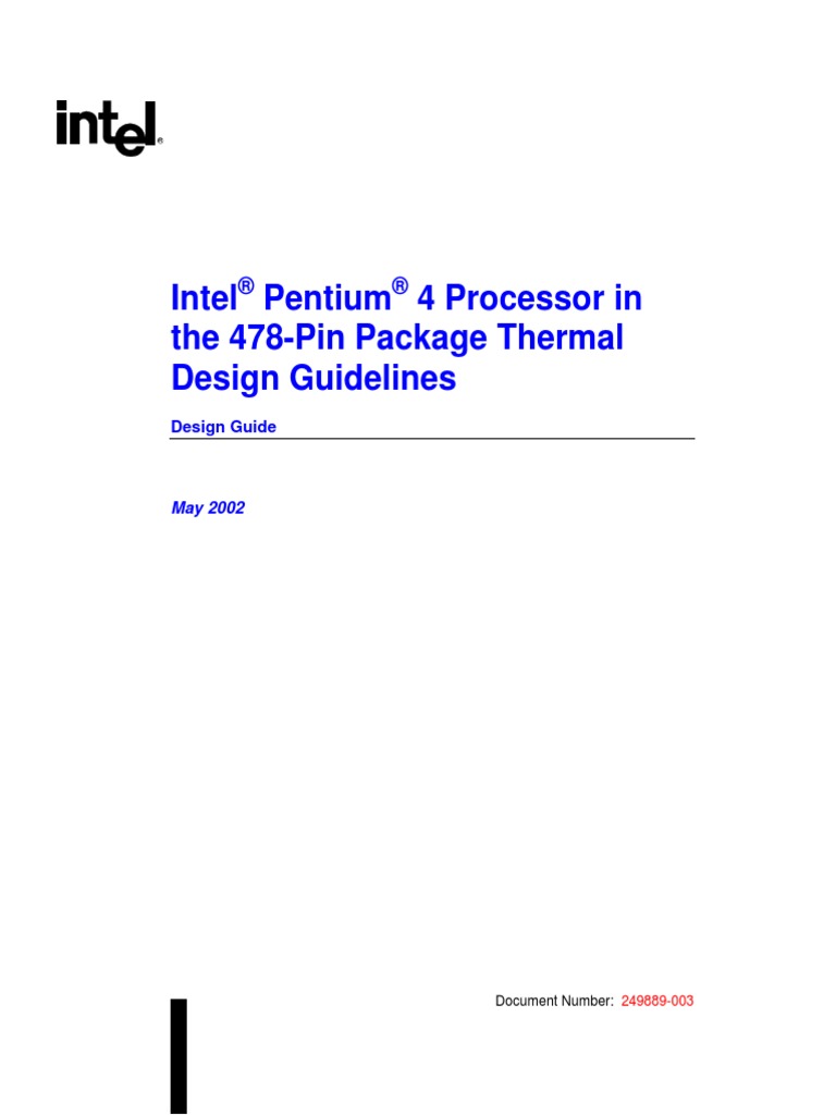 Intel Pentium 4 Processor in The 478-Pin Package Thermal Design ...