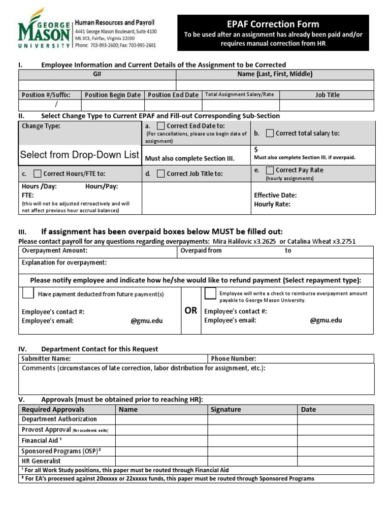 Employee Assignment Correction Form | PDF | Employment | Labor