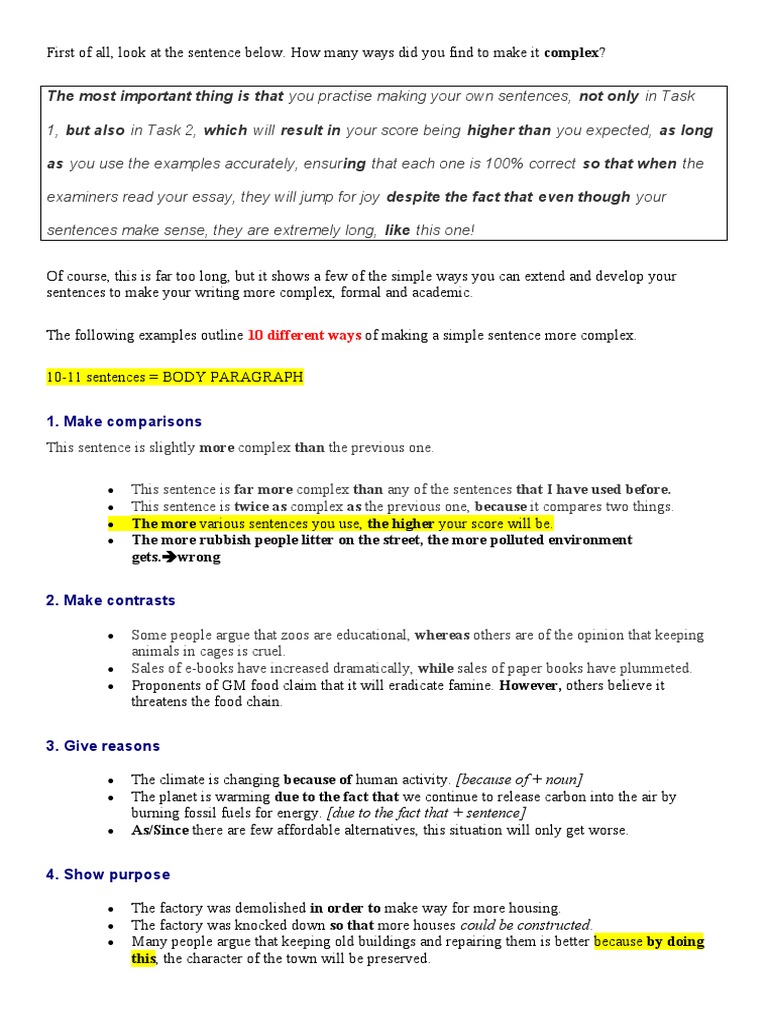 Complex Sentences | PDF