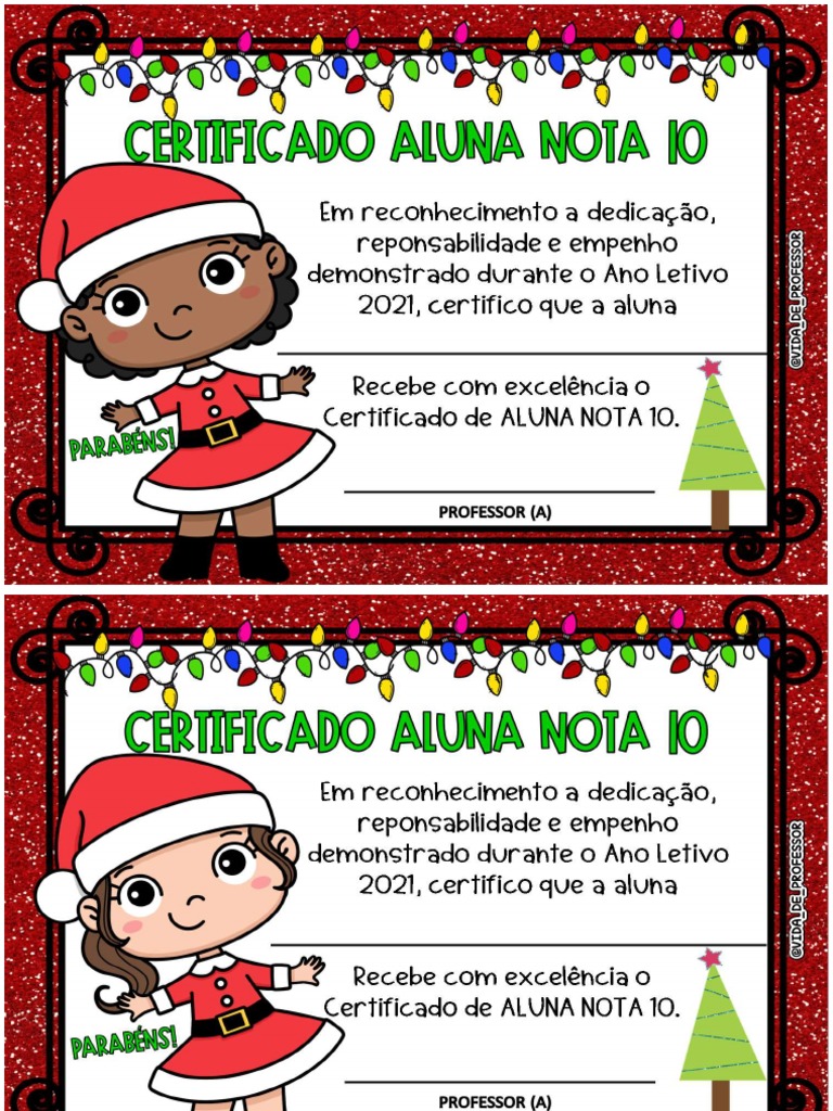 Certificado Aluno Nota 10 | PDF