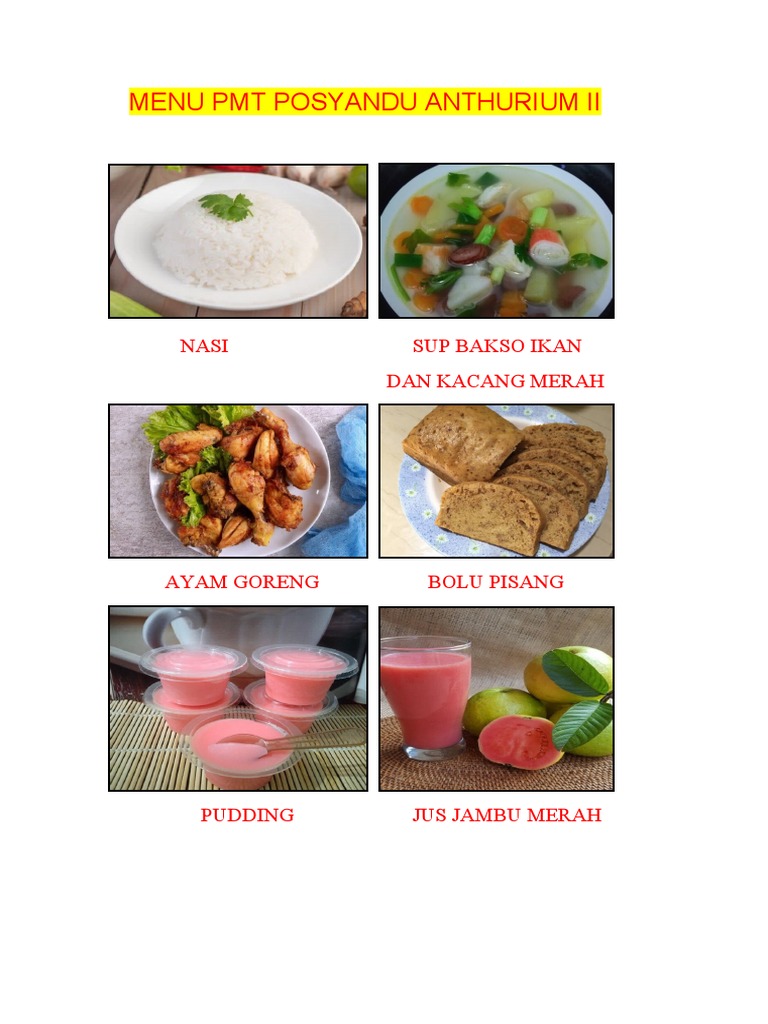 MENU PMT POSYANDU ANTHURIUM II | PDF