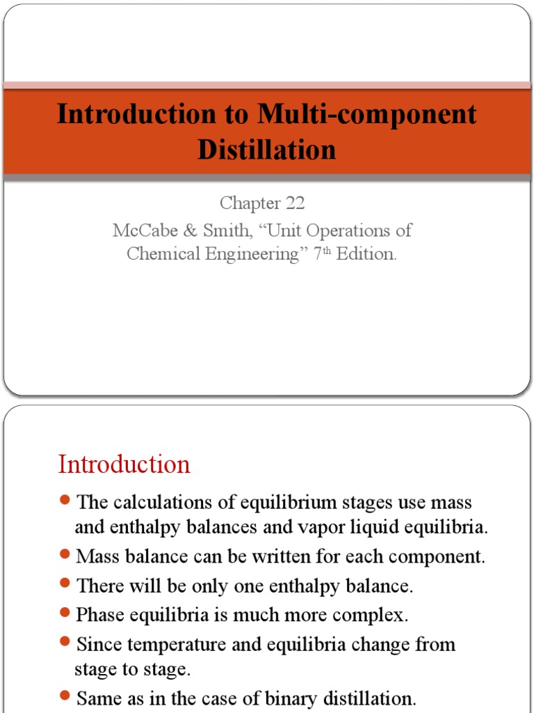 Introduction To Multi-Component Distillation | PDF | Distillation | Gases