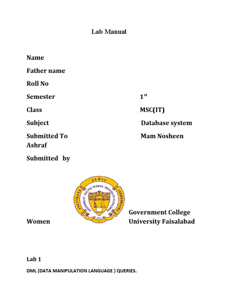 Dbms Lab Mannual | PDF | Computer Programming | Data Management