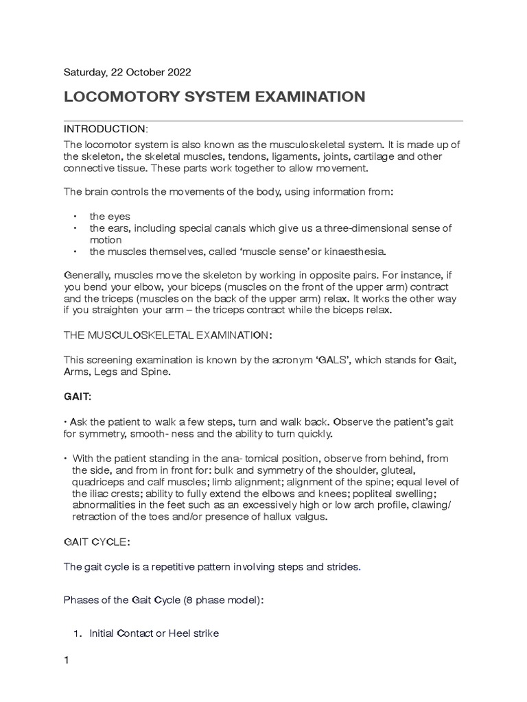 Locomotory Sytem Examination | PDF | Human Musculoskeletal System | Foot
