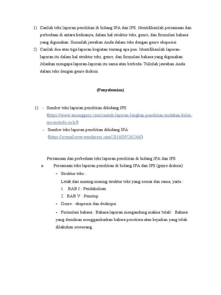 Carilah Teks Laporan Penelitian | PDF