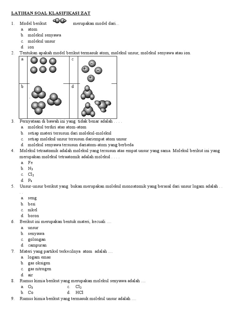 Latihan Soal Klasifikasi Zat SMP Kelas V | PDF