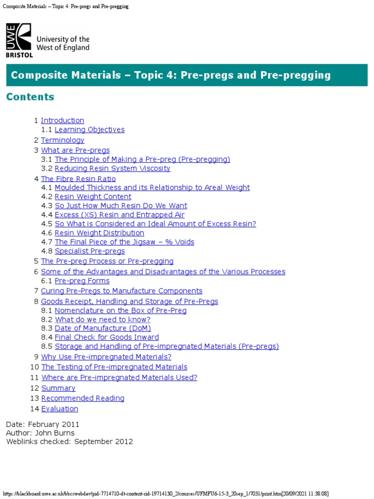 Composite Materials - Topic 4 Pre-Pregs and Pre-Pregging | PDF | Composite Material | Density