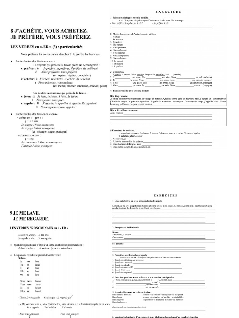 Conjugaison Des Verbes en Er | PDF
