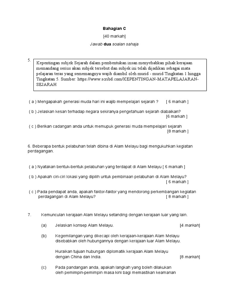 Bahagian C - Sej F2 | PDF
