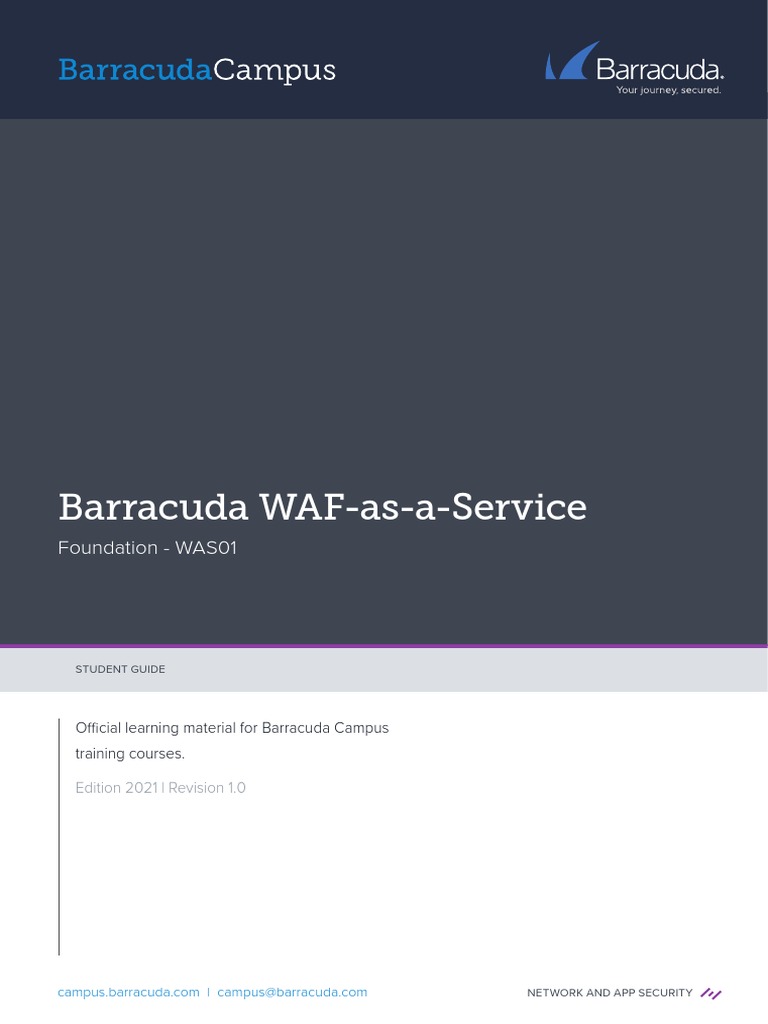 Was01 Barracuda Waf-As-A-Service - Foundation - Student Guide | PDF | Computer Network | Http Cookie