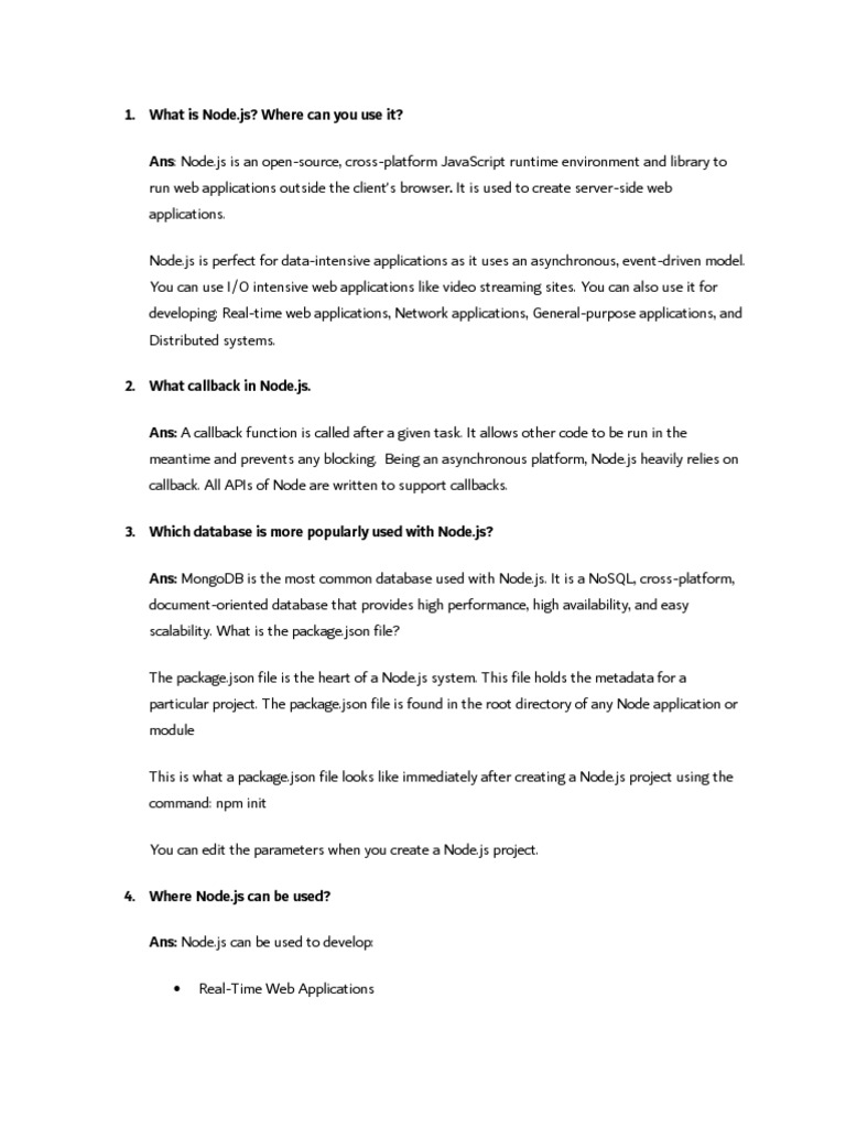 Node Js Interview Qns | Download Free PDF | Computer Architecture | Systems Engineering