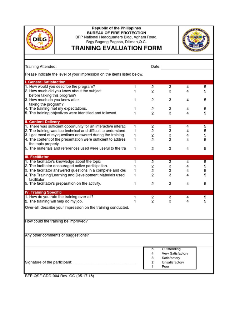 Training Evaluation Form | PDF | Behavioural Sciences | Psychological Concepts