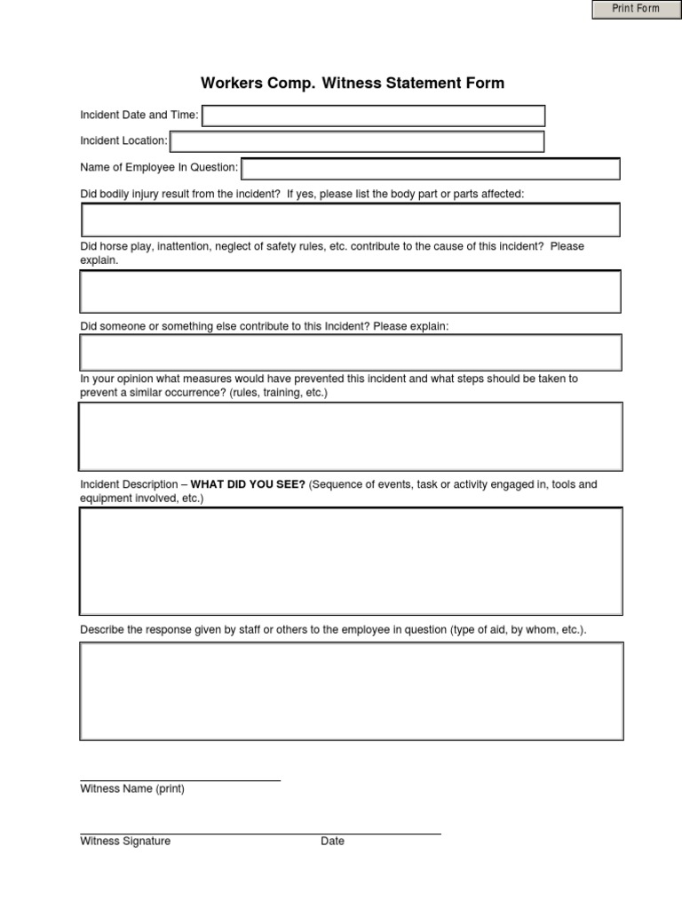 Worker Witness Statement Form | PDF