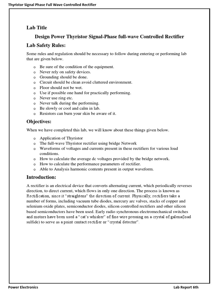 Lab Report 07 | PDF | Rectifier | Electrical Equipment