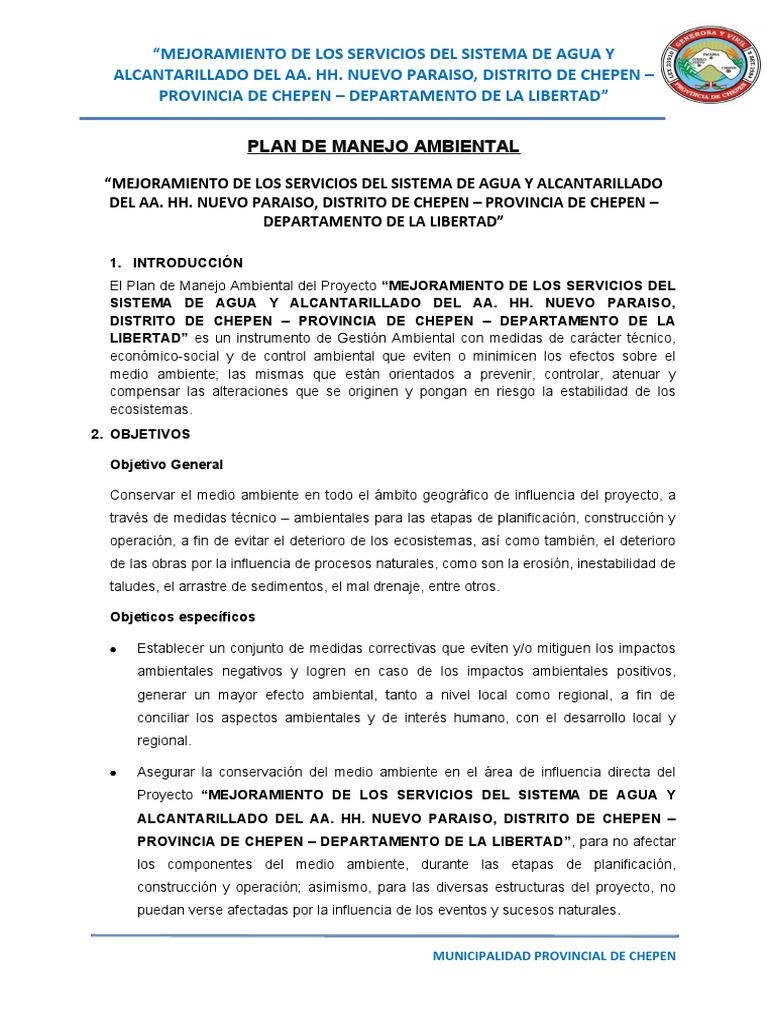 Plan de Manejo Ambiental-1 | PDF | Residuos | Entorno natural