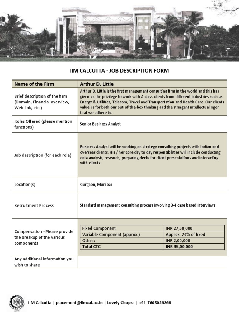 ADL Job Description Form | PDF