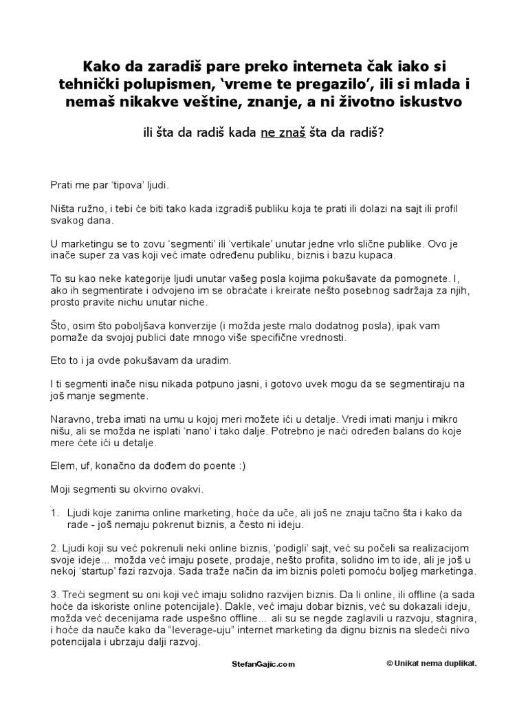 Sta Da Radis Kada Ne Znas Sta Da Radis | PDF