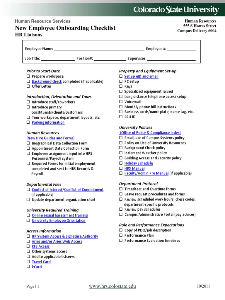 New Employee Onboarding Checklist Form | PDF | Human Resources | Employment