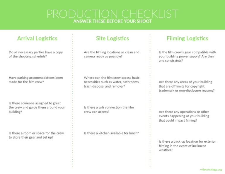 Production Logistics Checklist | PDF